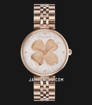 Olivia Burton Signature 24000090 Dogwood T-Bar Silver White Dots Dial ...