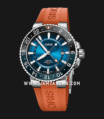 Oris Carysfort Reef 01-798-7754-4185-Set-RS Blue Dial Orange Rubber Strap Limited Edition ...