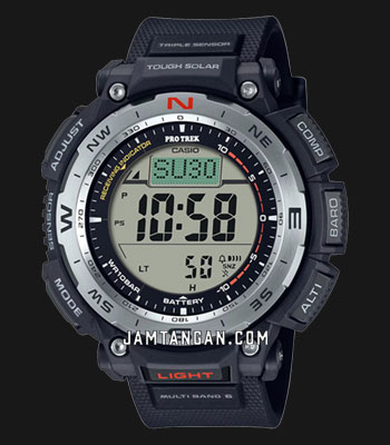 Casio Pro Trek PRW-3400-1 PRW-3400-1JF Climber Line Tough Solar Digital Dial Black Resin Band ...