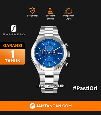 Sapphero SO-2203-3SLVBLU Men Chronograph Blue Dial Stainless Steel ...