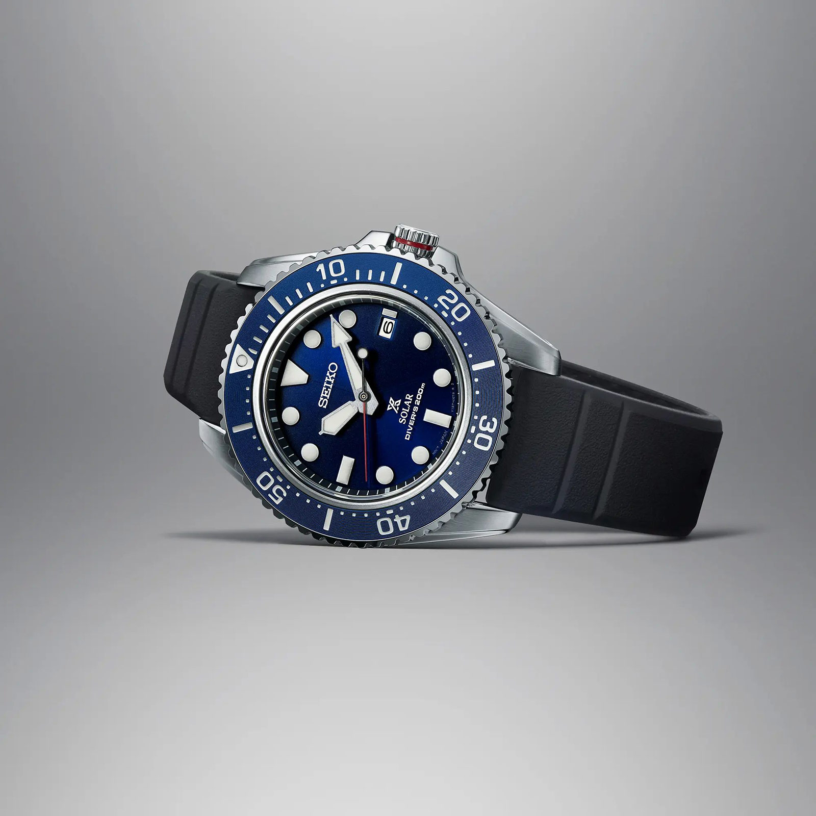 Seiko Prospex SNE593P1 Solar Divers 200M Blue Dial Black Silicone Strap ...