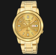 Seiko 5 Sports SNKK20K1 Automatic Gold Dial Gold Stainless Steel Strap ...