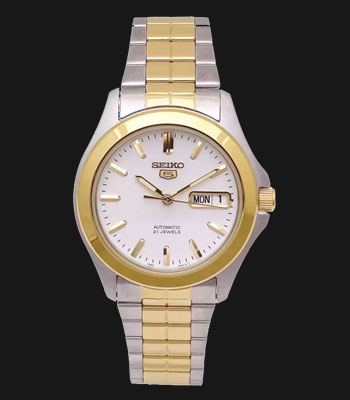 Seiko 5 Sports SNKK94 SNKK94K1 Automatic White Dial Dual Tone Stainless ...