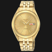 Seiko 5 Sports SNKL28K1 Automatic Gold Dial Gold Stainless Steel Strap ...