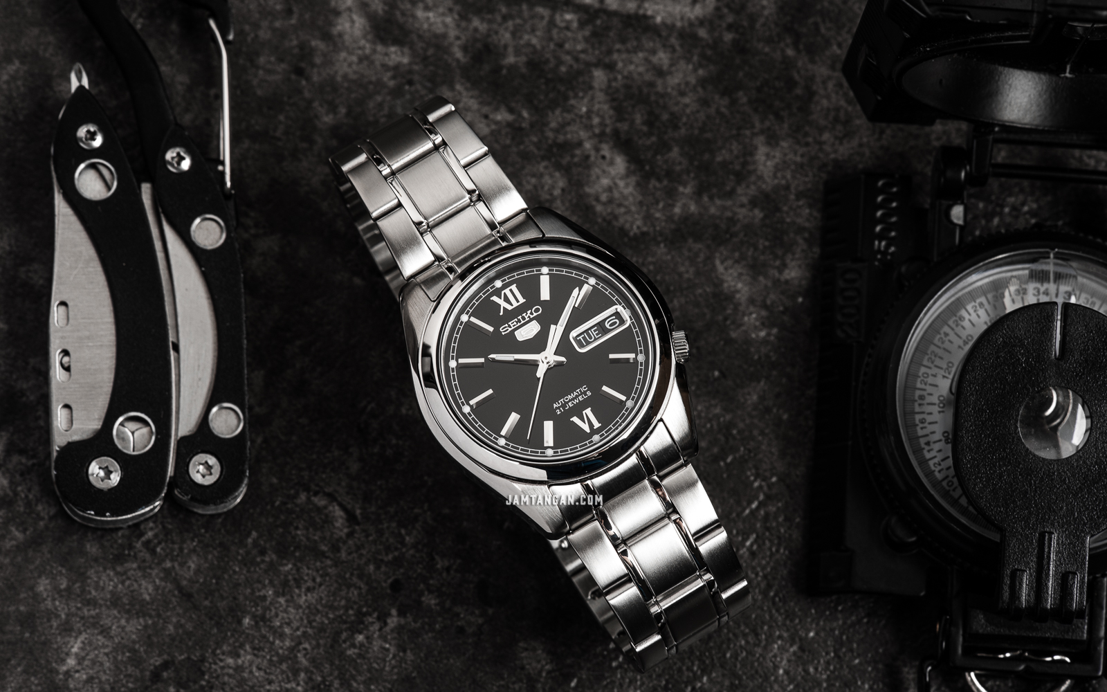 Seiko 5 Sports SNKL55K1 Automatic Black Dial Stainless Steel Strap ...