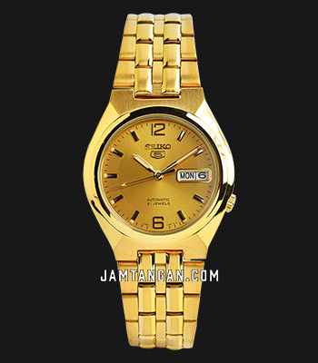 Seiko 5 Sports SNKL64 SNKL64K1 Automatic Gold Dial Gold Stainless Steel ...