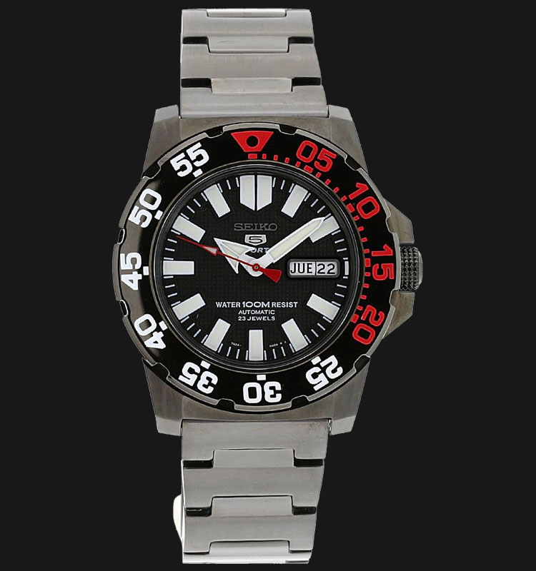Seiko 5 Sports SNZF53K1 Mini Monster Automatic Black Dial Stainless ...