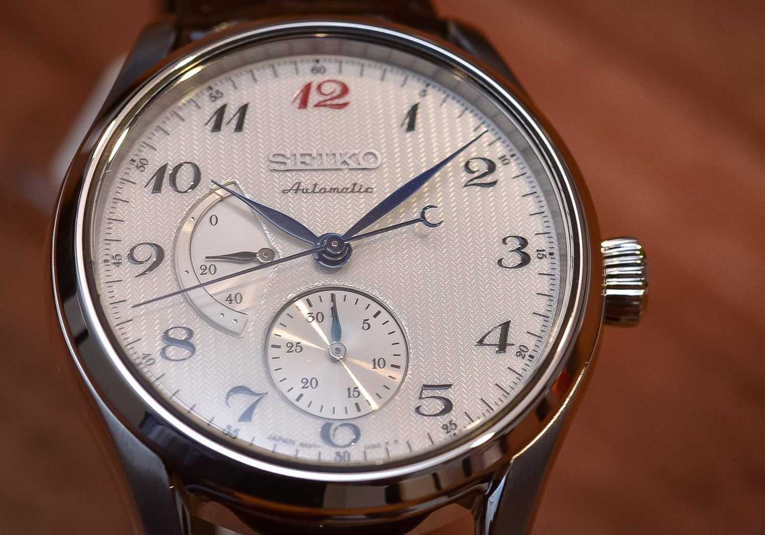 Seiko Presage SPB059J1 Automatic White Pattern Dial Brown Leather Strap ...