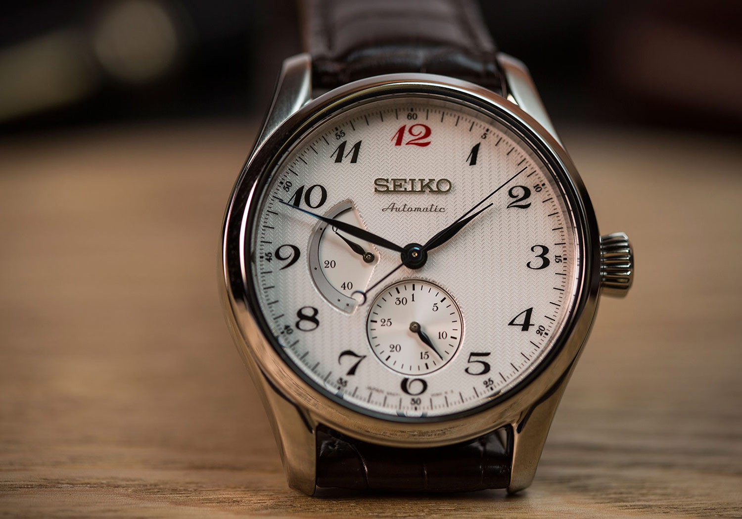 Seiko Presage SPB059J1 Automatic White Pattern Dial Brown Leather Strap ...