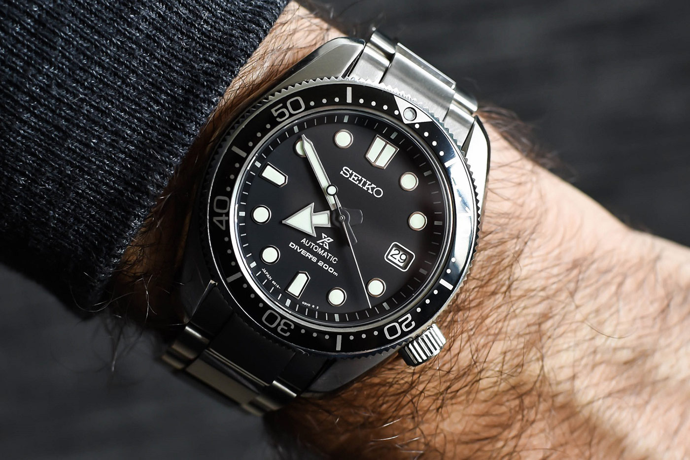 Seiko Prospex SPB077J1 The 1968 Automatic Divers 200M Black Dial Stainless Steel Strap ...
