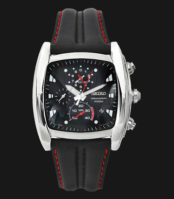 Seiko Chronograph SPC033 SPC033P1 Black Dial Black Leather Strap ...