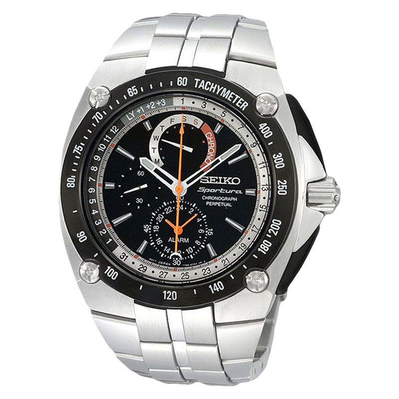 Seiko Sportura SPC047 SPC047P1 Chronograph Perpetual Black Dial ...