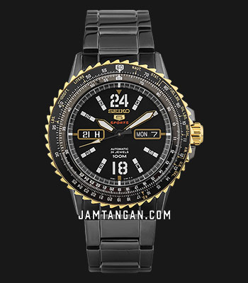 Seiko 5 Sports SRP356 SRP356K1 Automatic Black Dial Black Stainless ...