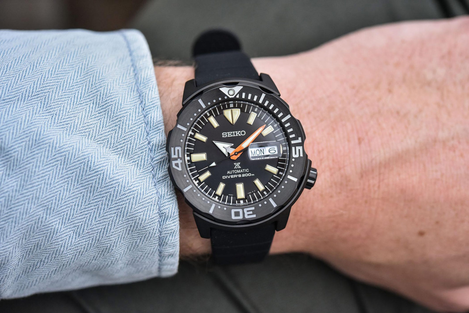 Seiko Prospex SRPH13K1 Monsters Automatic Diver Black Dial Black Rubber ...