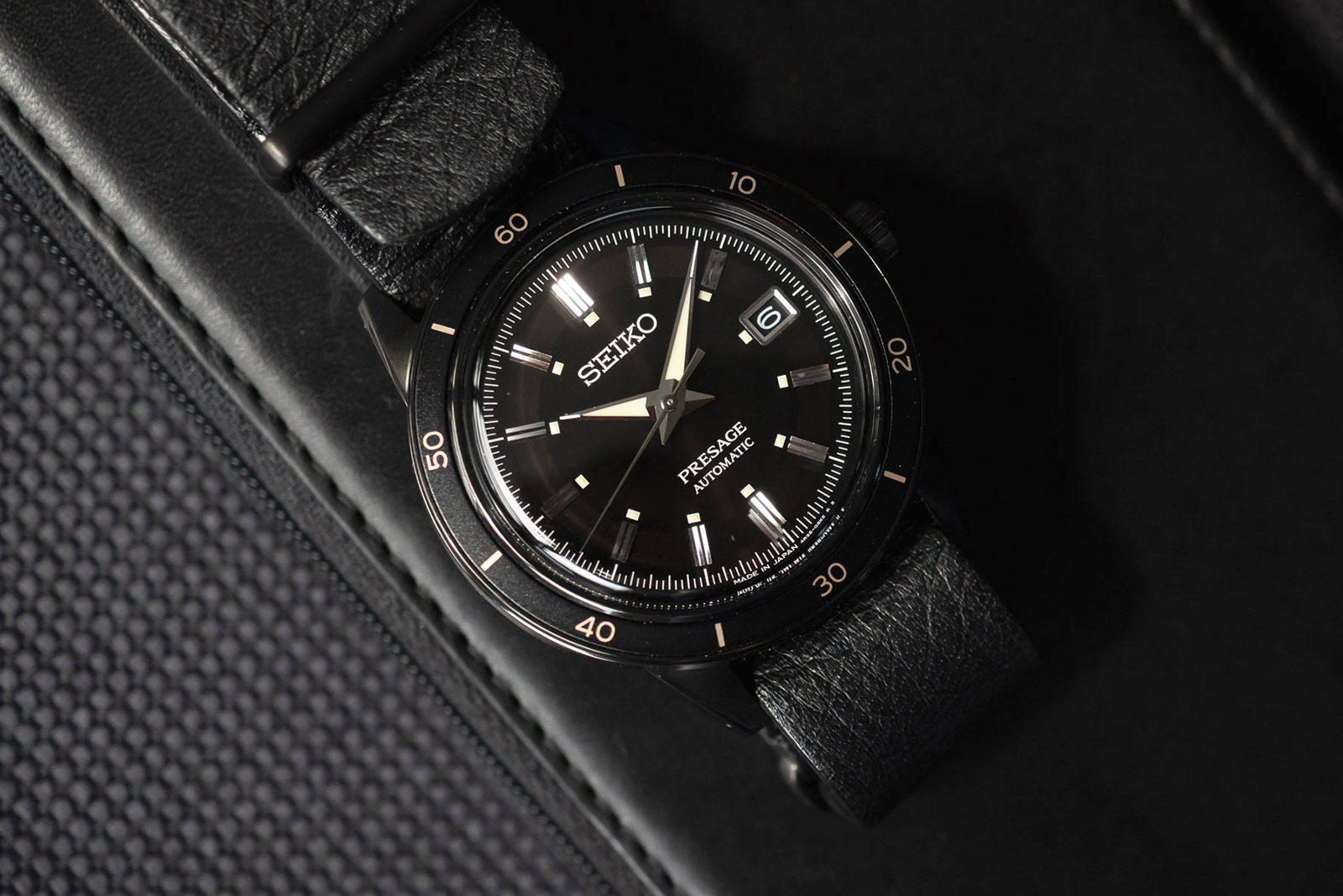 Seiko Presage SRPH95J1 Style 60S Automatic Black Dial Black Leather ...