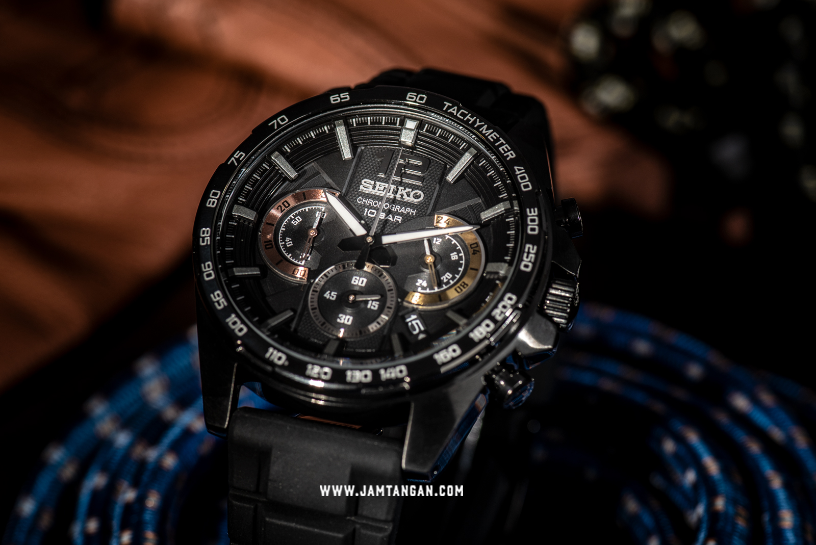 Seiko Chronograph SSB349P1 Neo Sport Black Dial Black Rubber Strap ...