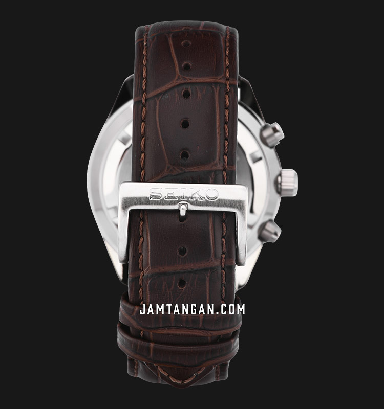 Seiko Chronograph SSB385P1 Green Dial Brown Leather Strap | Jamtangan.com