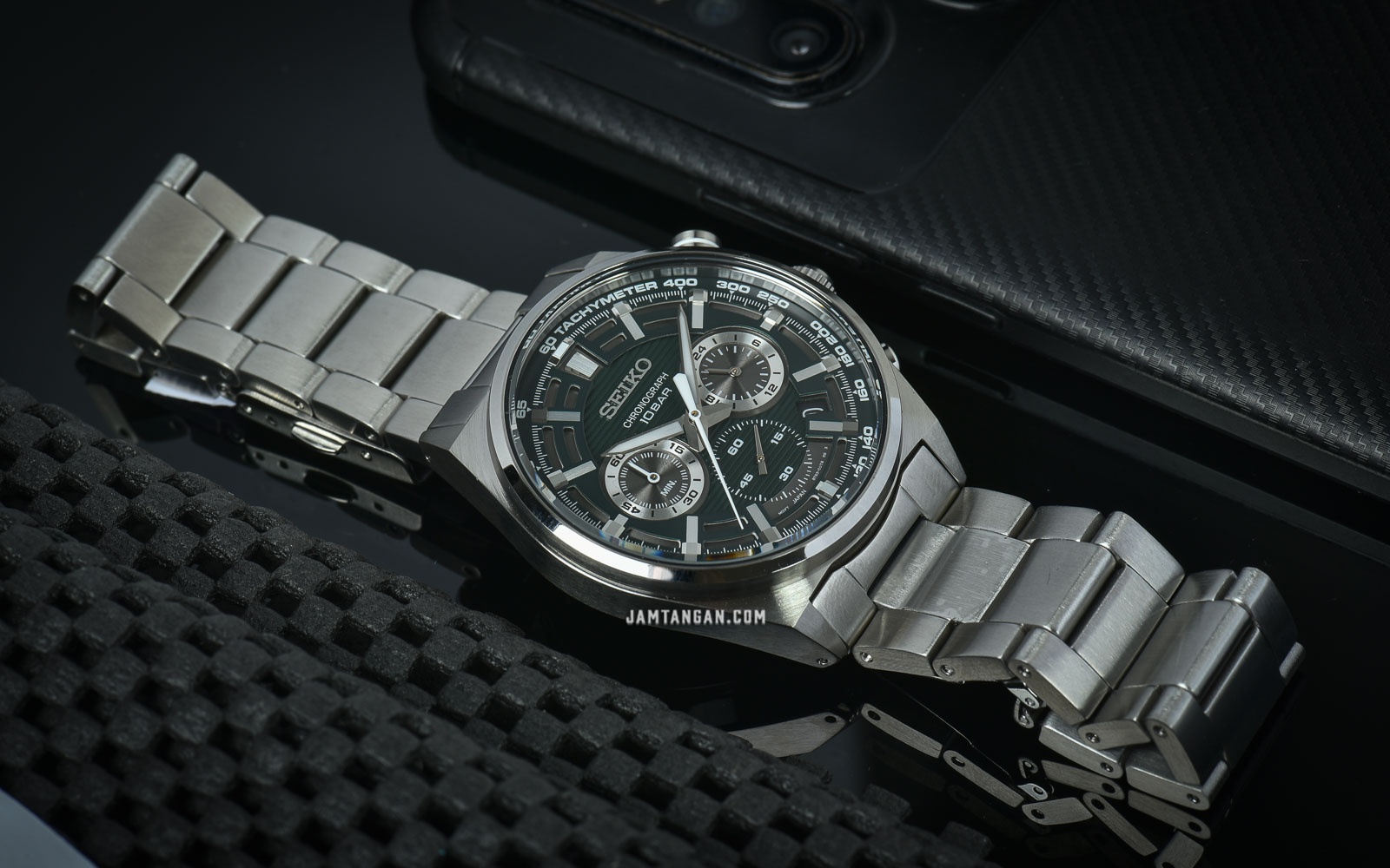Seiko Chronograph SSB405P1 Green Dial Stainless Steel Strap | Jamtangan.com