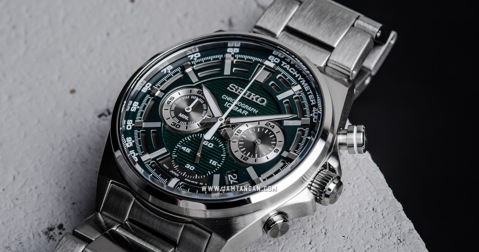 Seiko Chronograph SSB405P1 Green Dial Stainless Steel Strap | Jamtangan.com