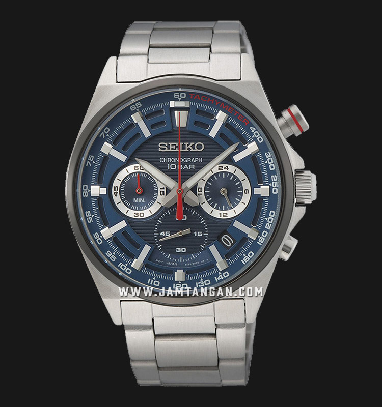 Seiko Chronograph SSB407P1 Blue Dial Stainless Steel Strap | Jamtangan.com