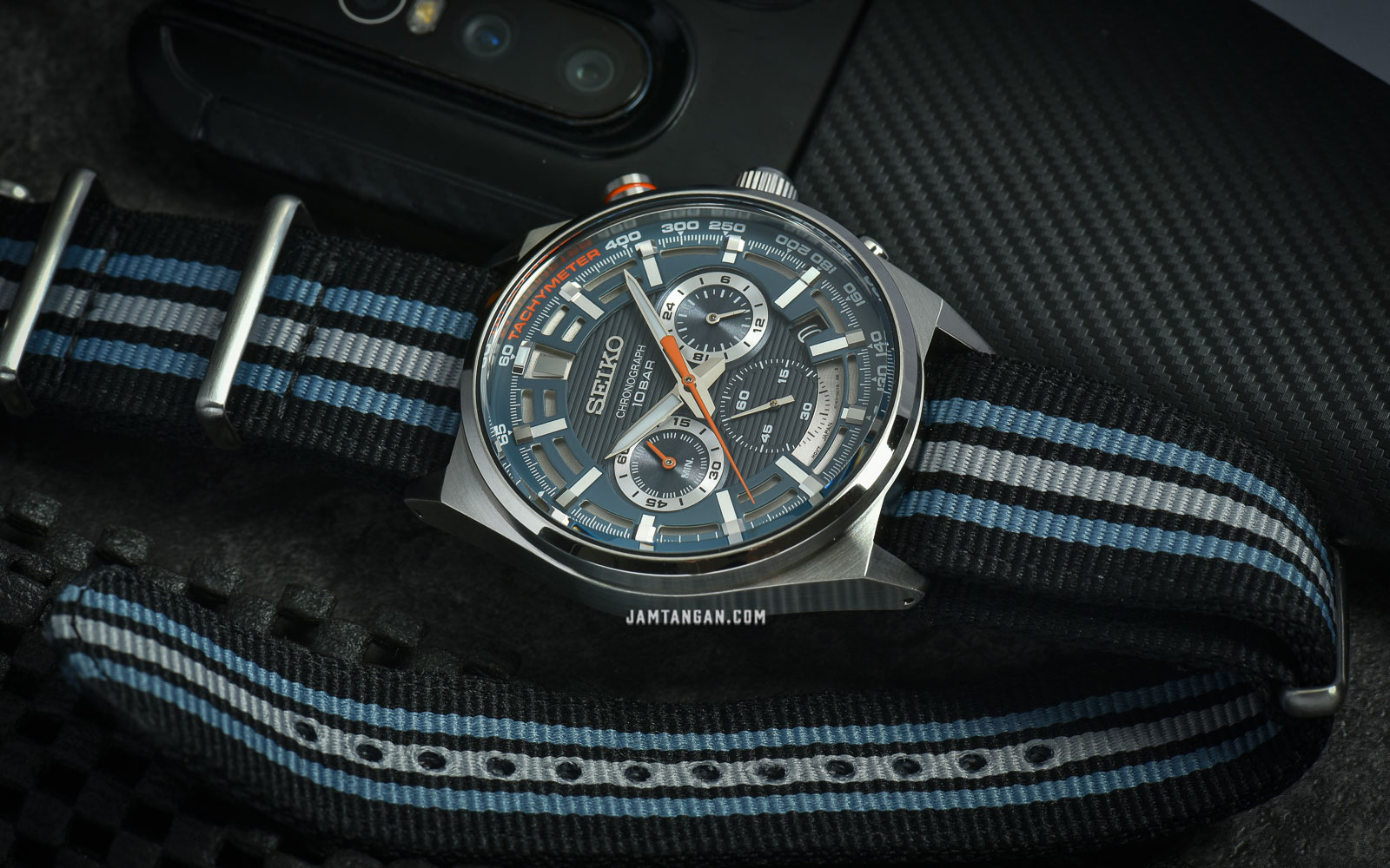 Seiko Chronograph SSB409P1 Blue Dial Multi Color Nylon Strap ...