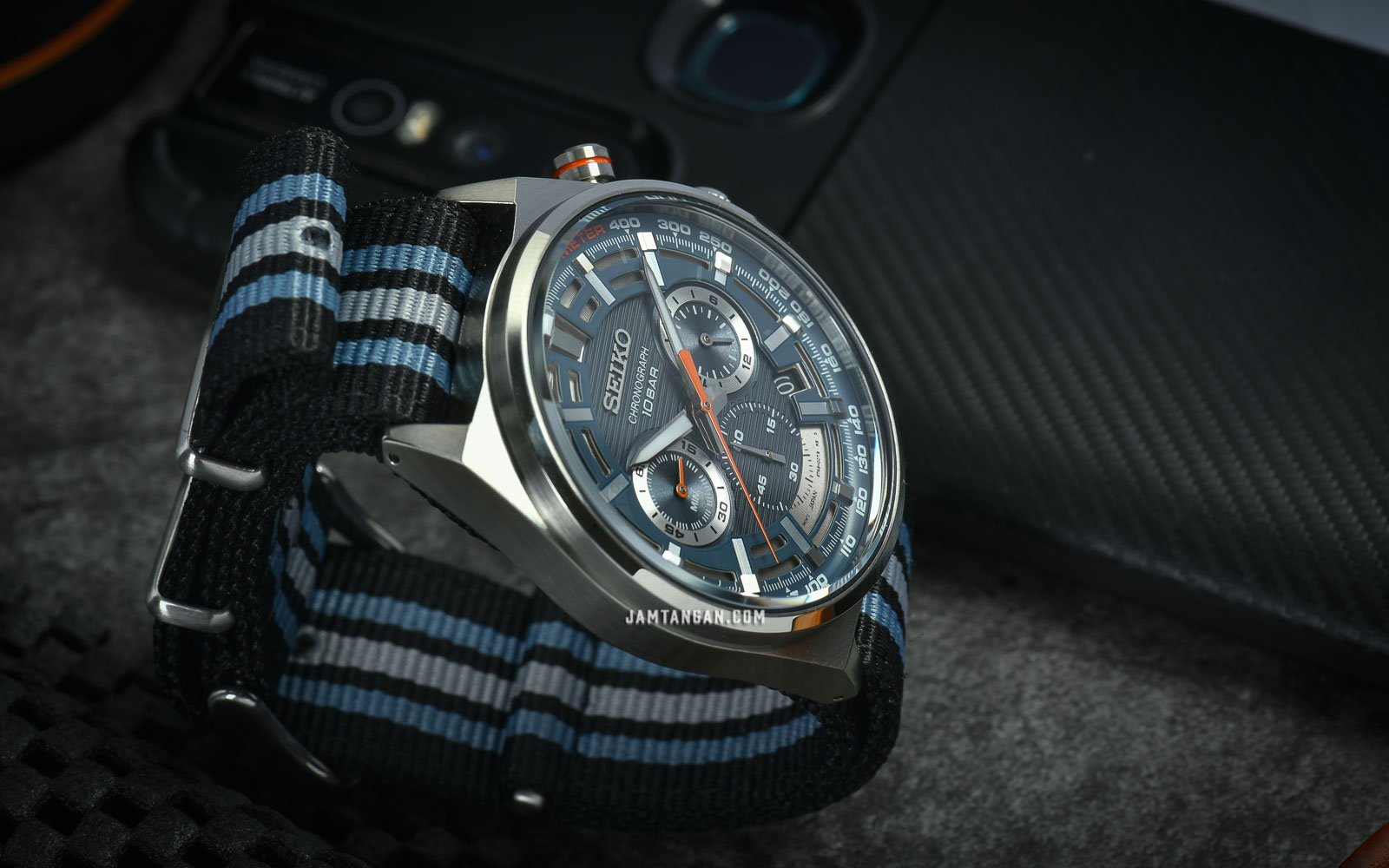 Seiko Chronograph SSB409P1 Blue Dial Multi Color Nylon Strap ...