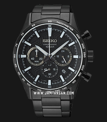 Seiko Chronograph SSB415 SSB415P1 Discover More Black Dial Black ...