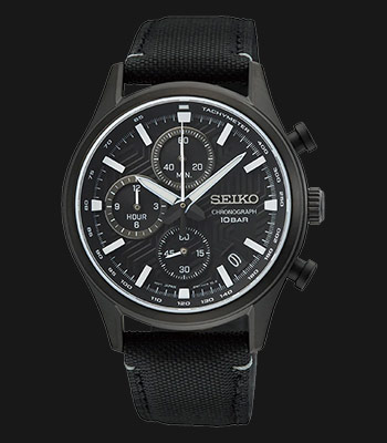 Seiko Chronograph SSB421 SSB421P1 Discover More Black Dial Black Nylon ...
