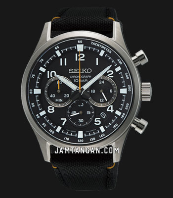 Seiko Chronograph SSB449 SSB449P1 Discover More Black Dial Black Nylon ...