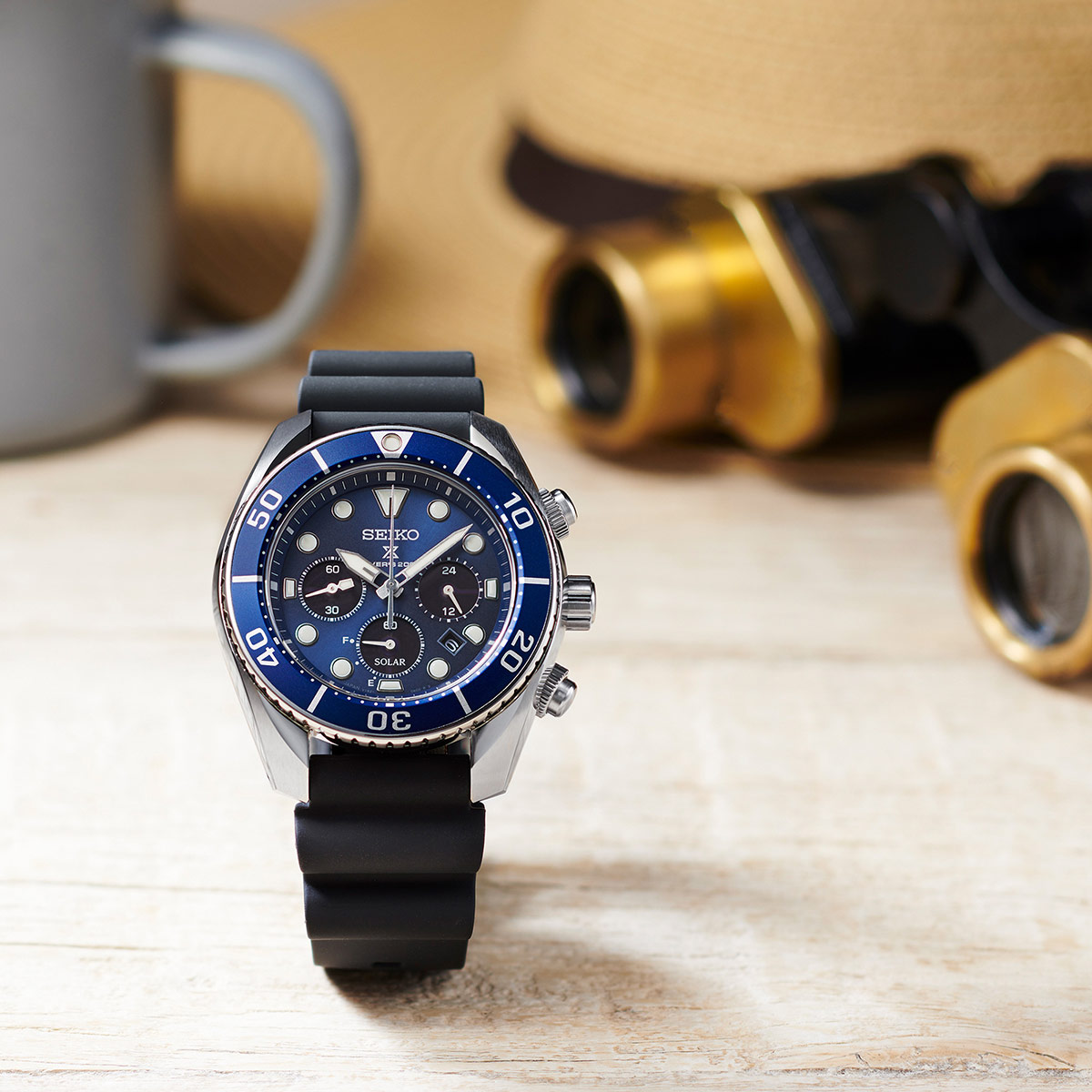 Seiko Prospex SSC759J1 Solar Chronograph Blue Navy Dial Black Silicone ...