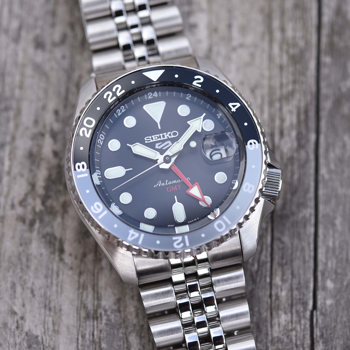 Seiko 5 SSK001K1 GMT Black Grape Series Automatic Black Dial Stainless ...