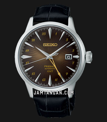 Seiko Presage SSK039 SSK039J1 Cocktail Time GMT Rusty Nail Brown Dial ...