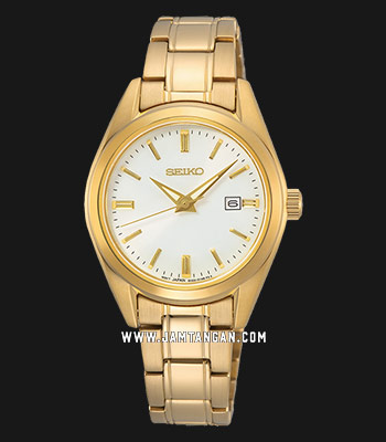 Seiko Classic SUR632 SUR632P1 White Dial Gold Stainless Steel Strap ...
