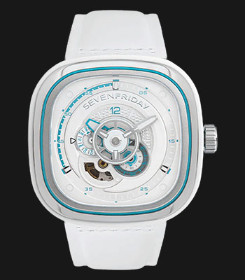 SEVENFRIDAY P-Series P3C/10 Automatic White Blue Dial White Leather ...