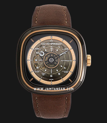 SEVENFRIDAY T-series T2/03 Automatic Dual Tone Dial Brown Leather Strap ...
