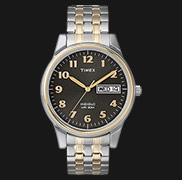 Timex Charles Street T26481 Black Dial Dual Tone Stainless Steel Strap ...