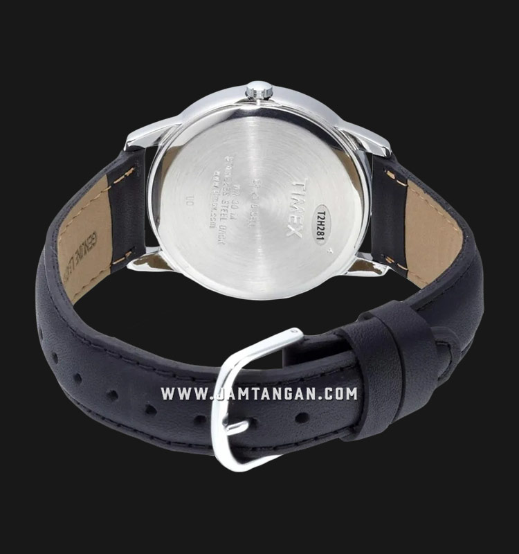 Timex Easy Reader T2H281 Indiglo White Dial Black Leather Strap ...