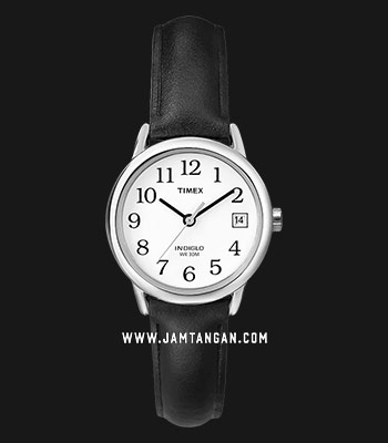 Timex Easy Reader T2H331 Indiglo White Dial Black Leather Strap ...
