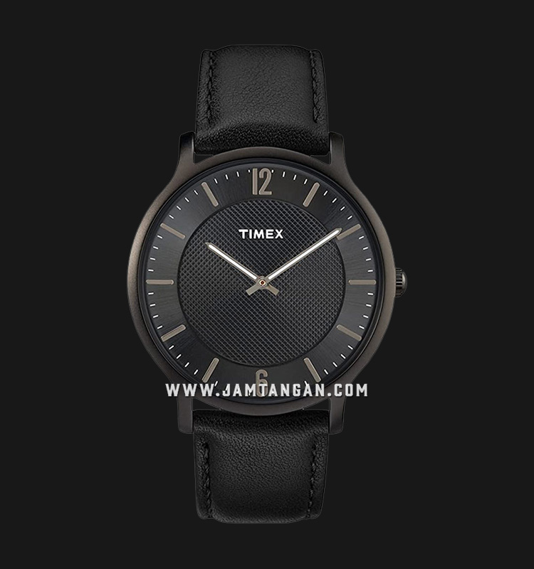 Timex Metropolitan Skyline TW2R50100 Men Black Dial Black Leather Strap ...