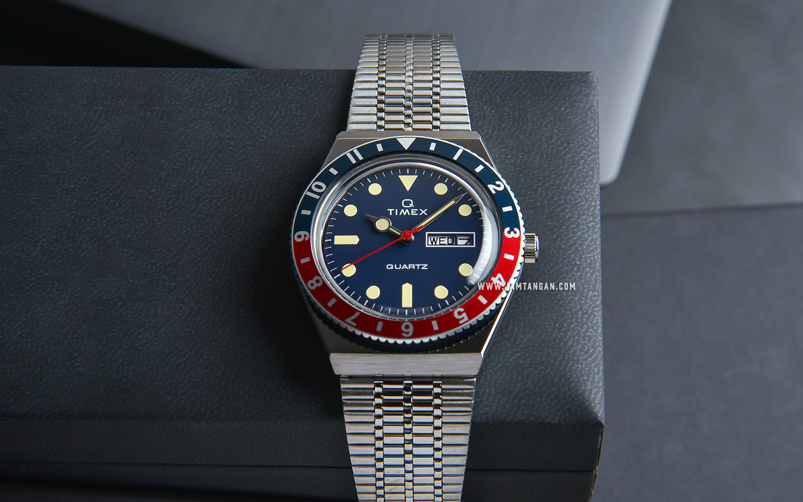 Timex Q Reissue TW2T80700 Pepsi Blue Dial Stainless Steel Strap ...