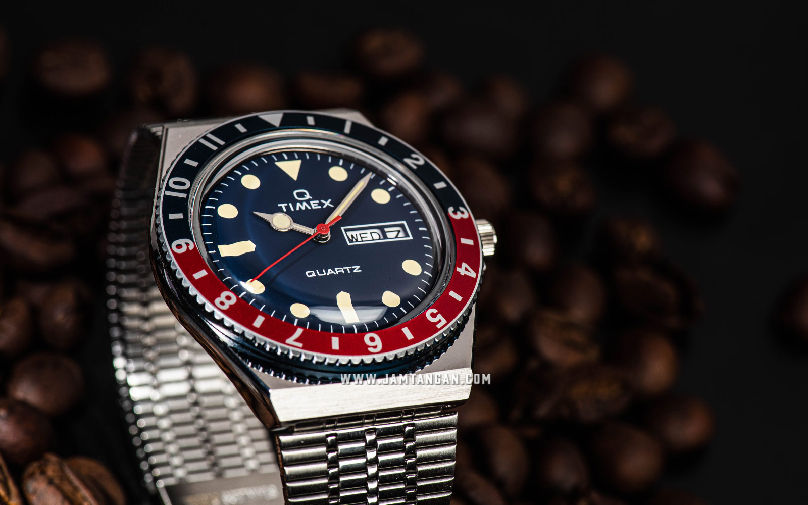 Timex Q Reissue TW2T80700 Pepsi Blue Dial Stainless Steel Strap ...