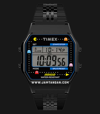 Timex T80 X PAC-MAN TW2U32100 Indiglo Digital Dial Black Stainless ...