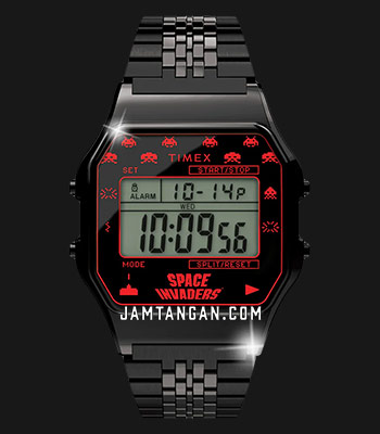 Timex T80 X Space Invaders TW2V30200 Digital Dial Black Stainless Steel ...