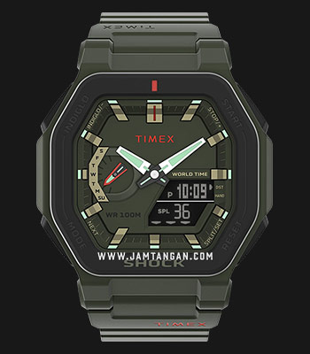 Timex Command TW2V35400 Encounter Digital Analog Green Dial Green Resin ...