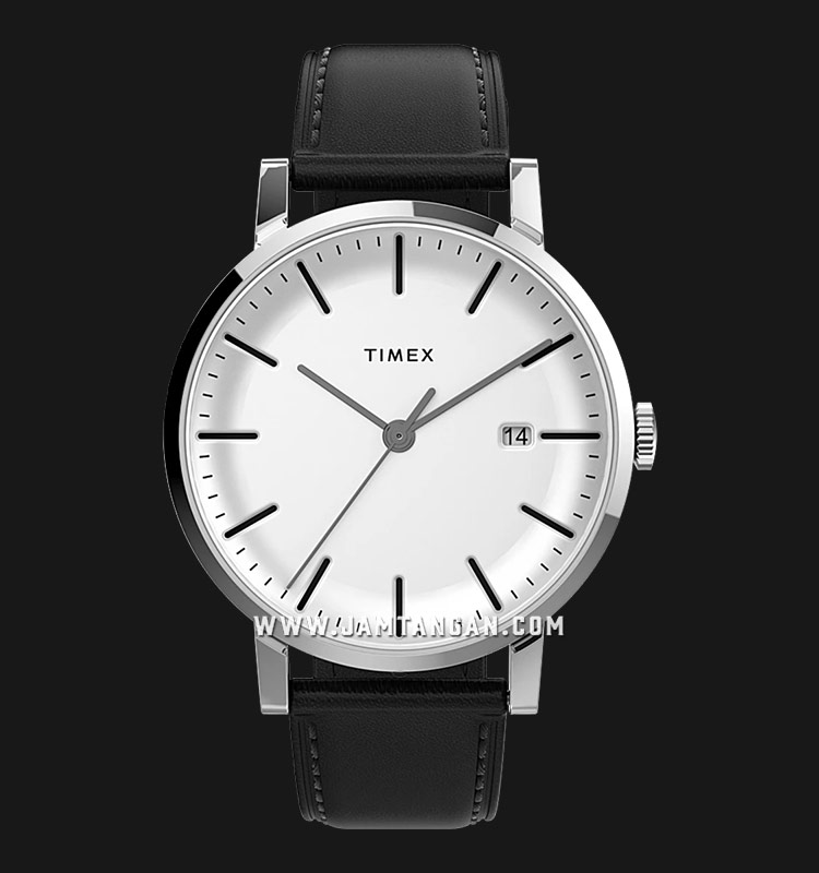 Timex Midtown TW2V36300 White Dial Black Leather Strap | Jamtangan.com