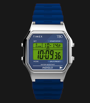 Timex T80 TW2V41200 Digital Dial Blue Rubber Strap | JAMTANGAN.COM