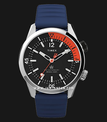 Timex The Waterbury TW2V73500 Men Dive Black Dial Blue Rubber Strap | Jamtangan.com