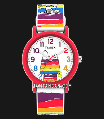 Timex X Peanuts Rainbow Paint TW2V77700 Snoopy Graphics White Dial ...