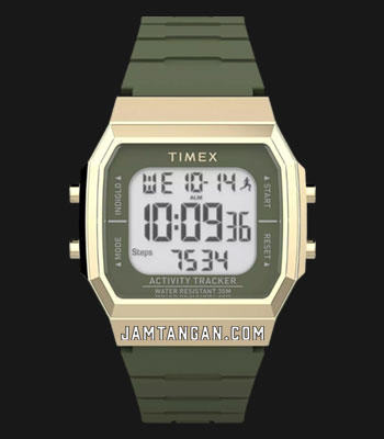 Timex TW5M60800 Activity Tracker & Step Digital Dial Green Rubber Strap ...