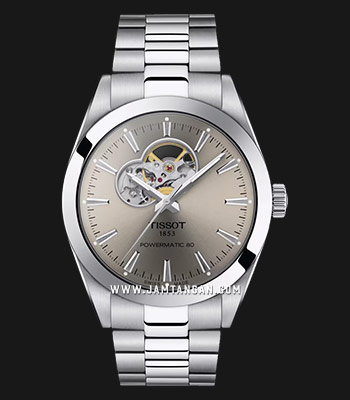 Tissot T-Classic T127.407.11.081.00 Gentleman Powermatic 80 Open Heart Rhodium Dial St. Steel ...